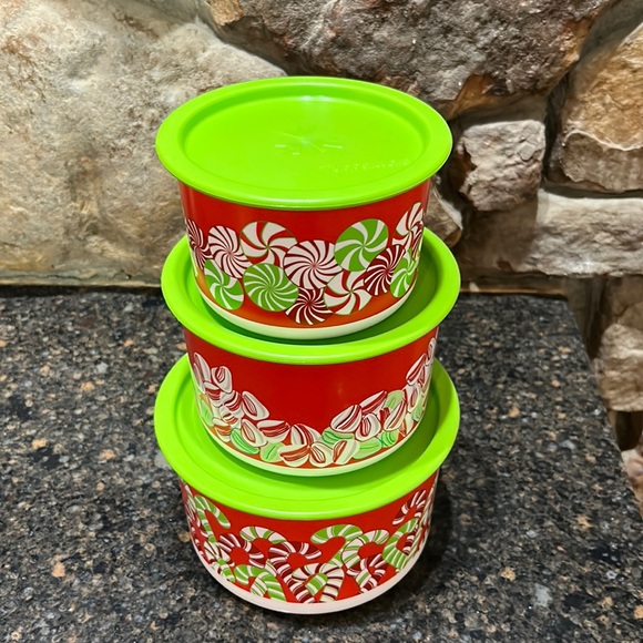 Tupperware | Kitchen | Tupperware Christmas Canister Set Of 3 | Poshmark